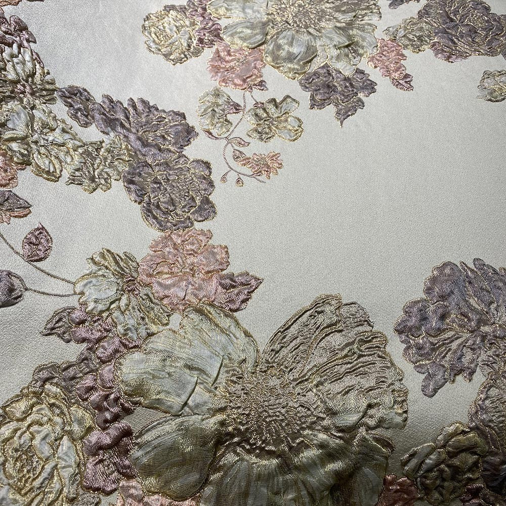 Floral print silk brocade fabric — Tissus en Ligne